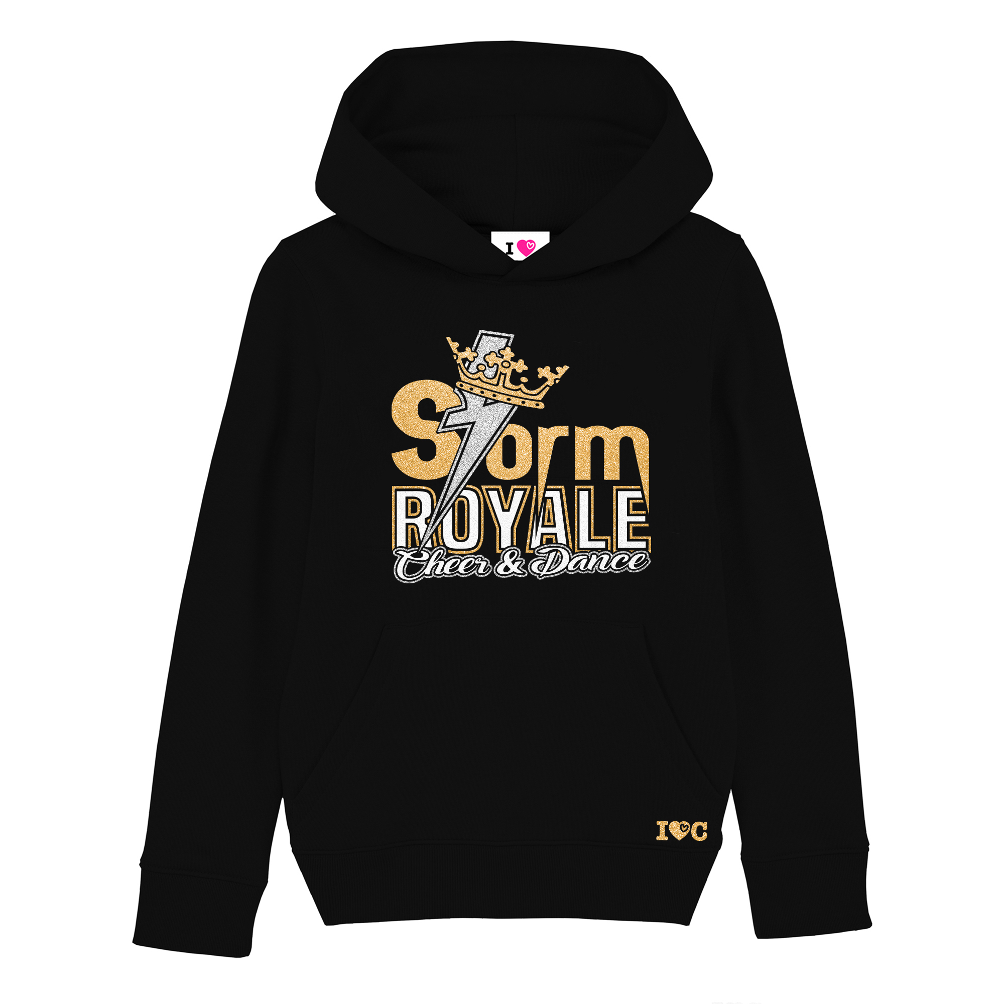 Black Storm Royal Cheer & Dance Glitter Hooded Sweatshirt - I Love Cheer®